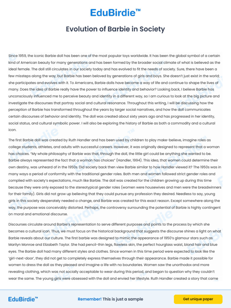 Evolution of Barbie in Society | PDF