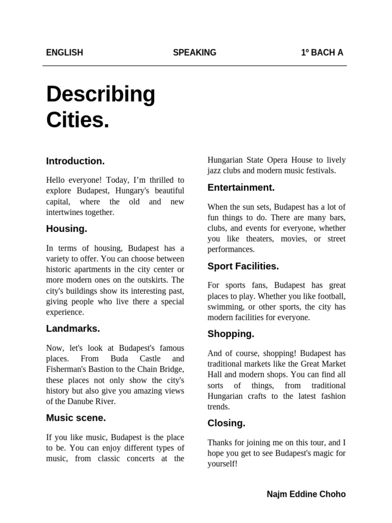 Describing Cities. Monologue | PDF