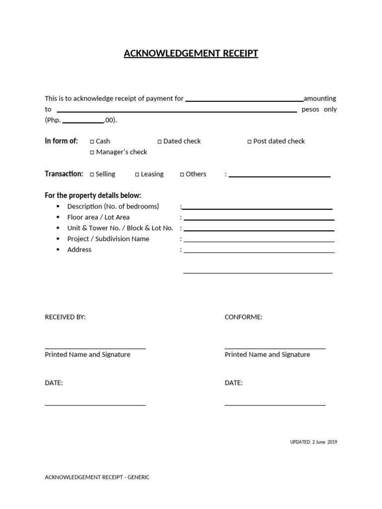 Acknowledgement Receipt | PDF