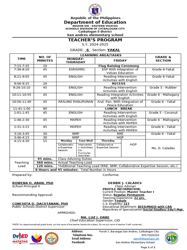 Debbie Calades Teachers Program | PDF