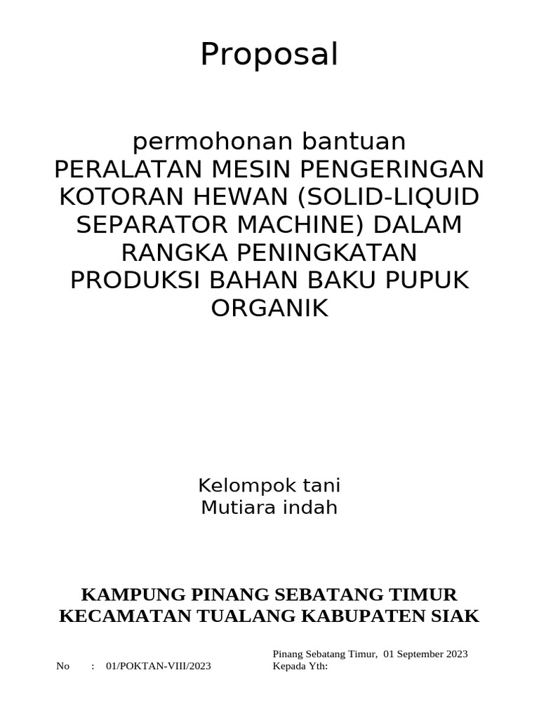 Proposal Solid-Liquid Separator Machine | PDF