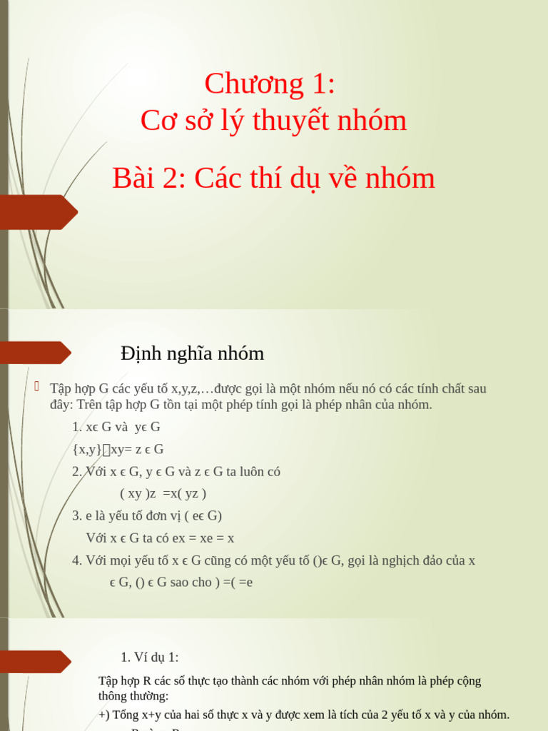 Chuong 1 - Bai 2. Cac VI Du Ve Nhom | PDF