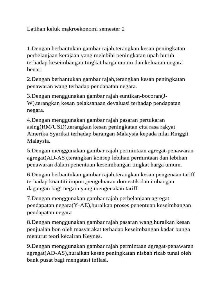 Latihan Keluk Makroekonomi Semester 2 | PDF