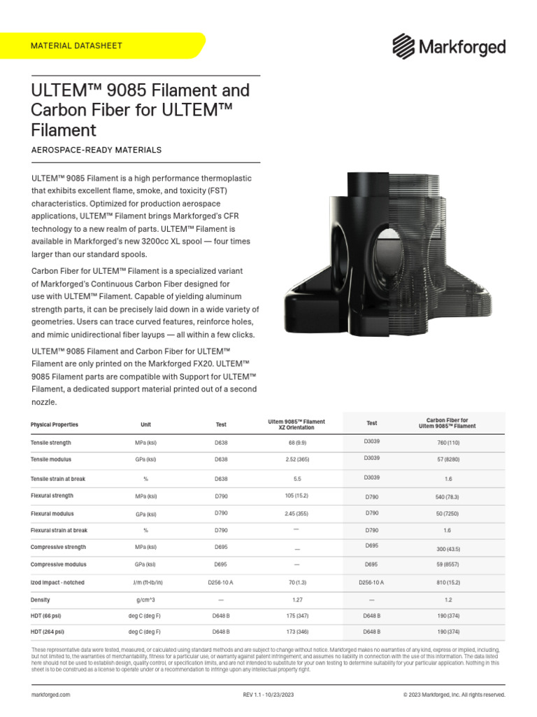 ULTEM™ 9085 Filament Material Datasheet | PDF