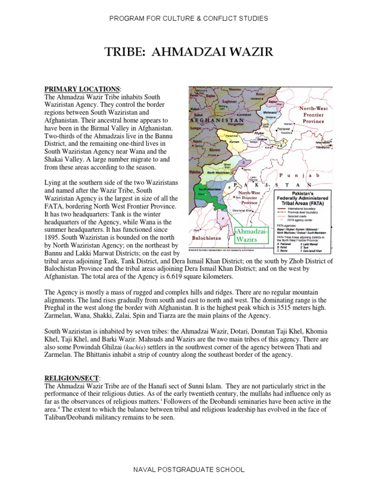 Tribe: Ahmadzai Wazir: Primary Locations | PDF | Travel | History