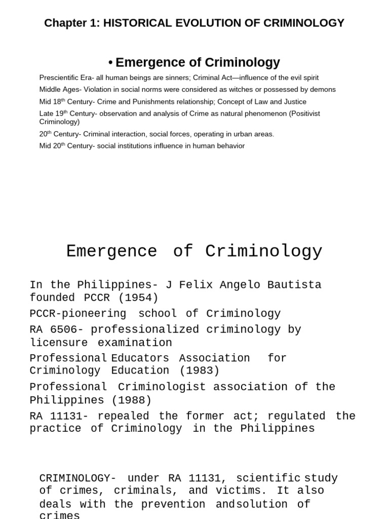 Evolution of Criminology: Key Concepts | PDF | Scientific Method ...