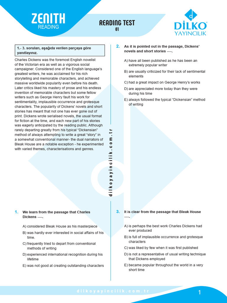 Reading Test 1 | PDF
