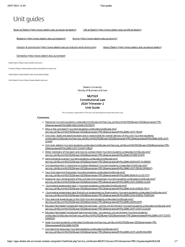 Constitutional Law - Unit Guide | PDF