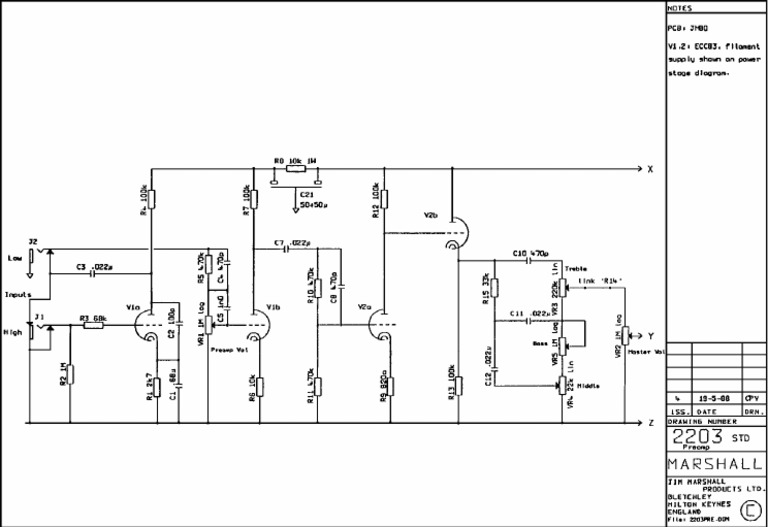 Marshall 2203 Pream Schematic | PDF