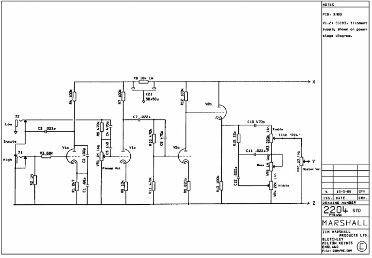 Marshall 2204 Preamp Schematic | PDF