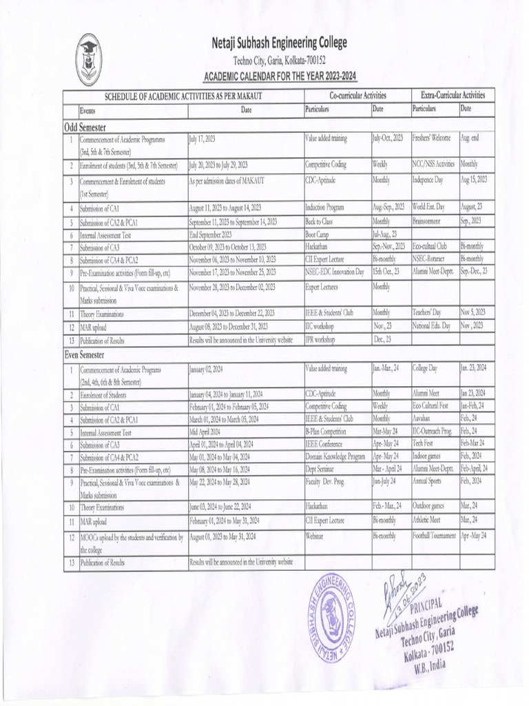 2023-24 Academic Calendar | PDF