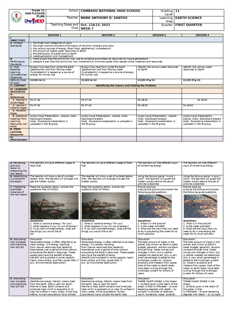 Earth Science - NEW Week 7 | PDF | Oceans | Power Station