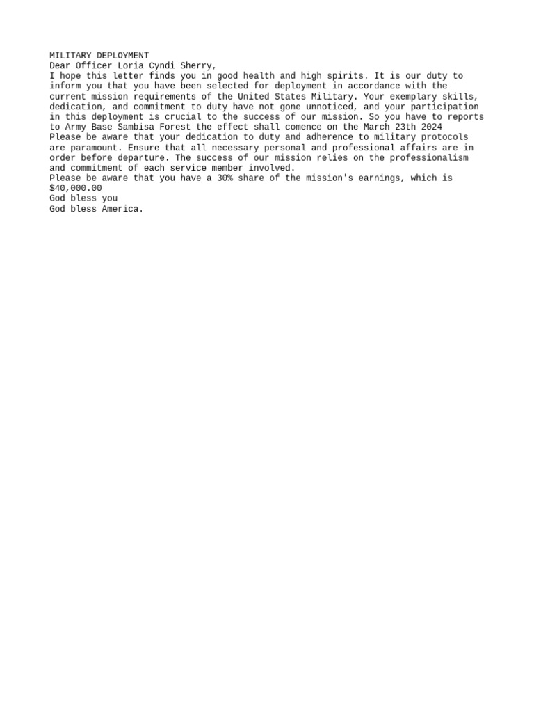 Military Deployments Letters | PDF