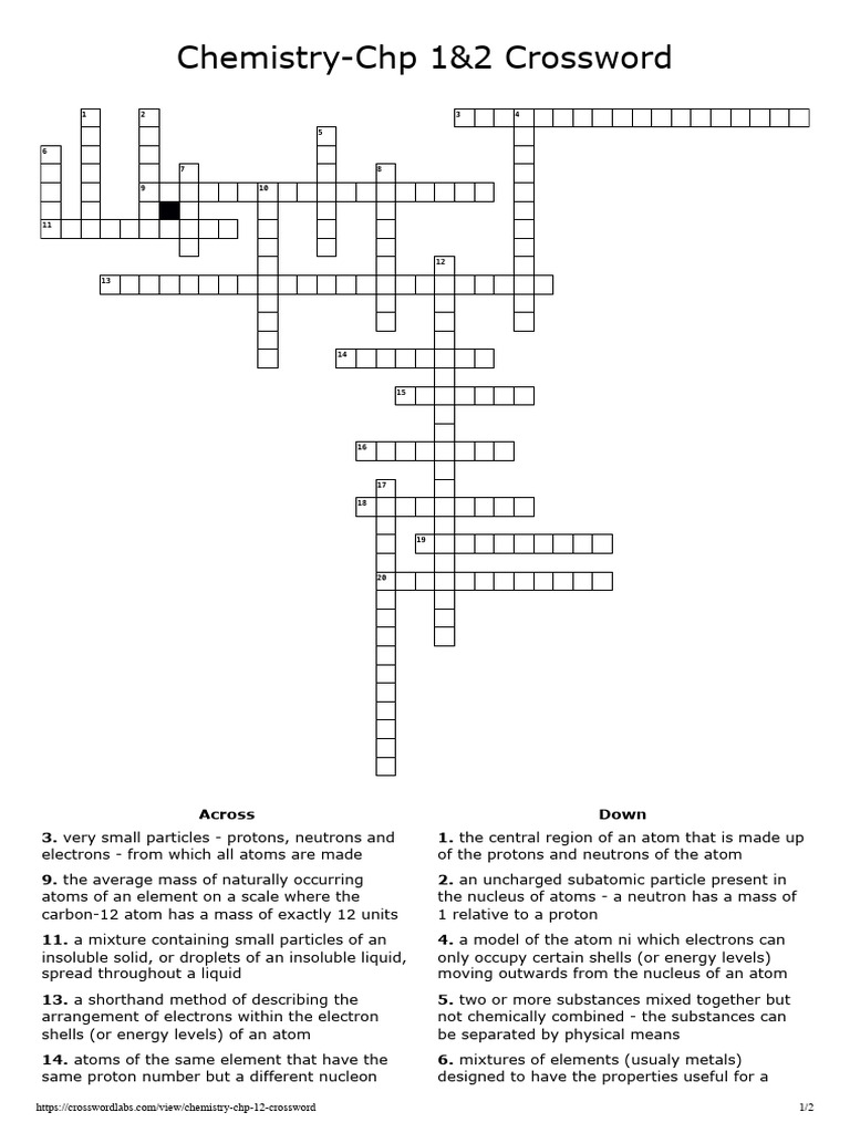 Chemistry-Chp 1&2 Crossword | PDF