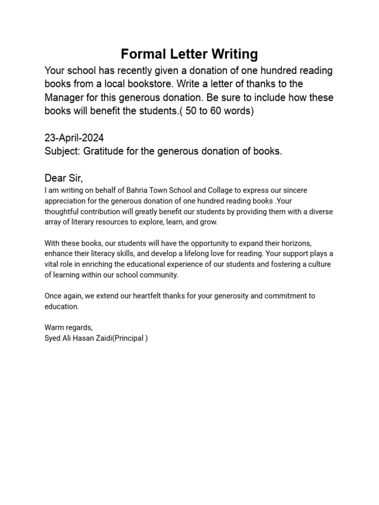 SYED ALI HASAN ZAIDI - Formal Letter Writing | PDF