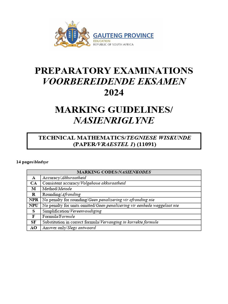 Official 11091 Technical Maths P1 Bili Memo | PDF