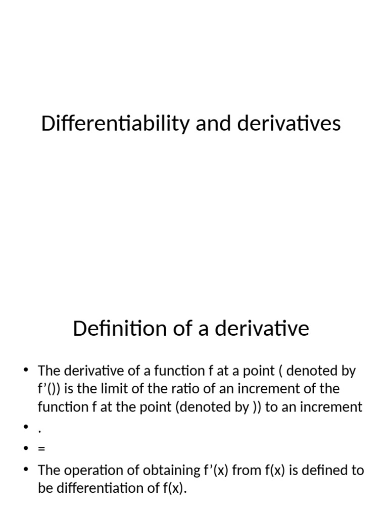 Differentiability and Derivative - 2022 | PDF