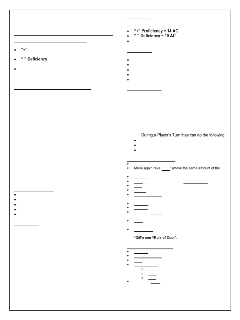 GATEWAY RPG-Quick Reference Sheet (V2) | PDF