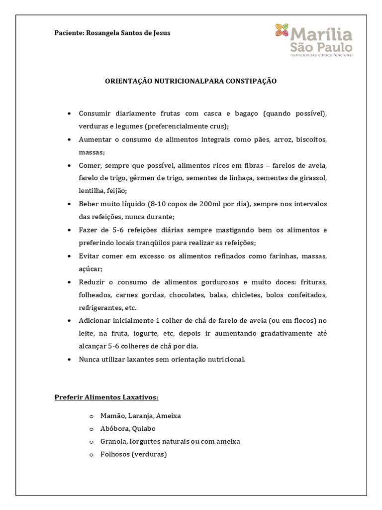 Orientação Nutricional Rosangela Santos de Jesus | PDF Orientação Nutricional Rosangela Santos de Jesus | PDF