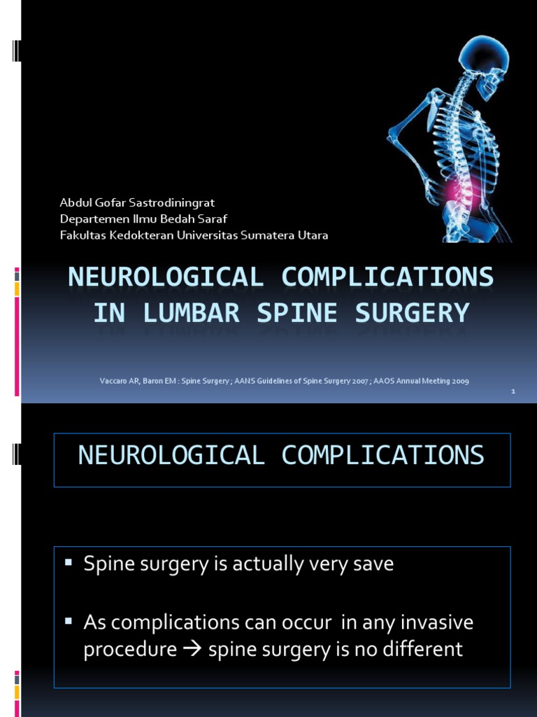 Neurological Complications in Lumbar Spine Surgery | PDF | Spinal Cord ...