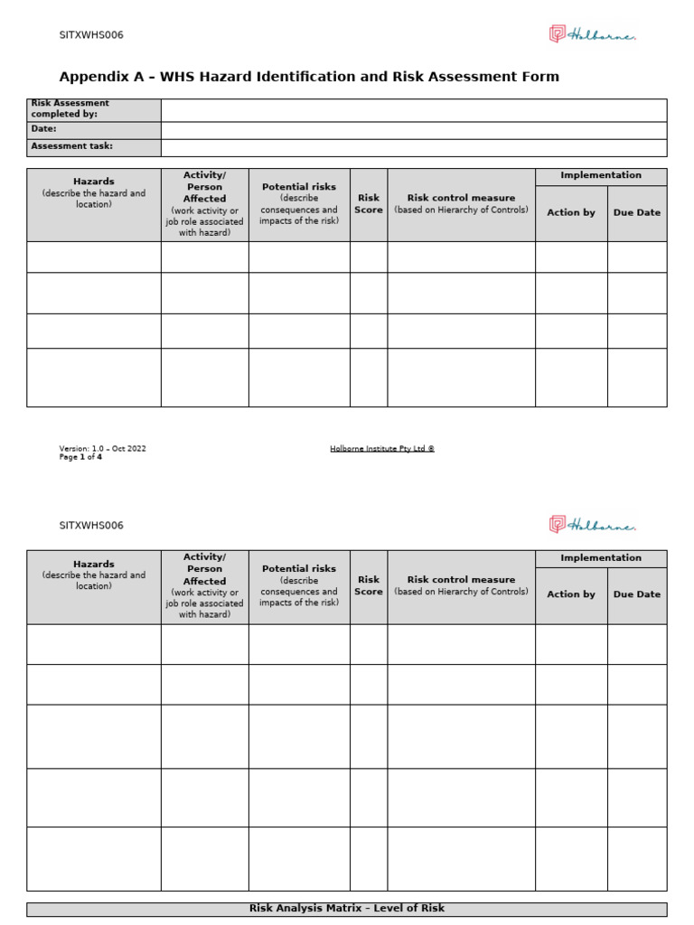 25 - SITXWHS006 - Appendix A | PDF