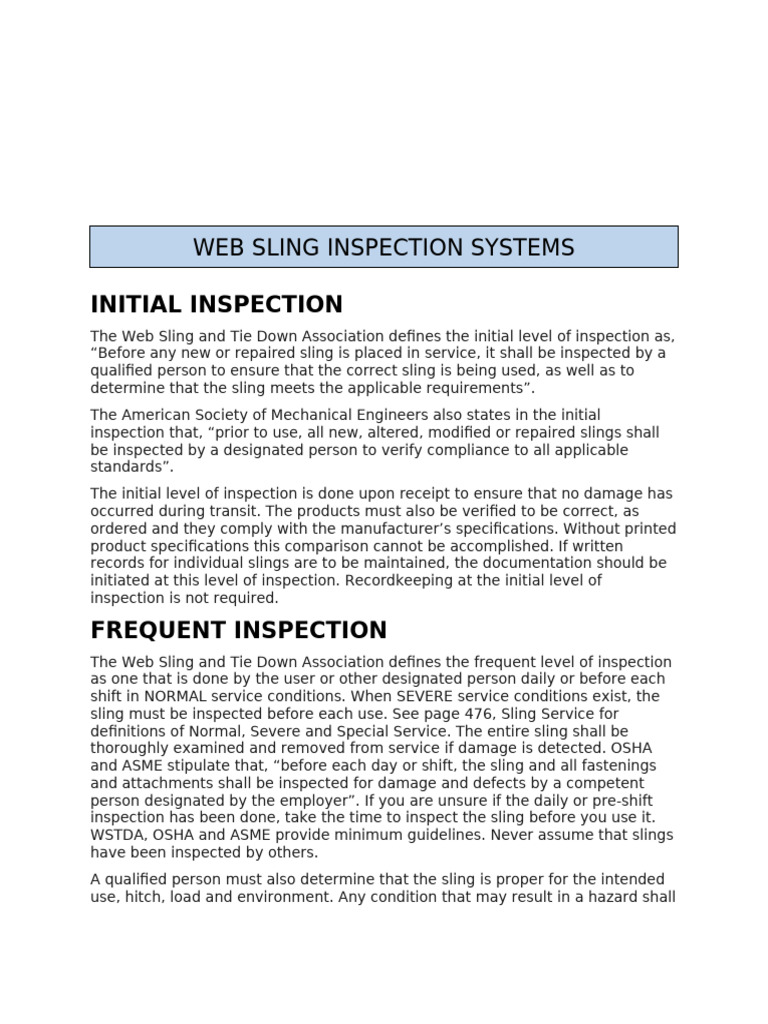 Web Sling Inspection Systems | PDF