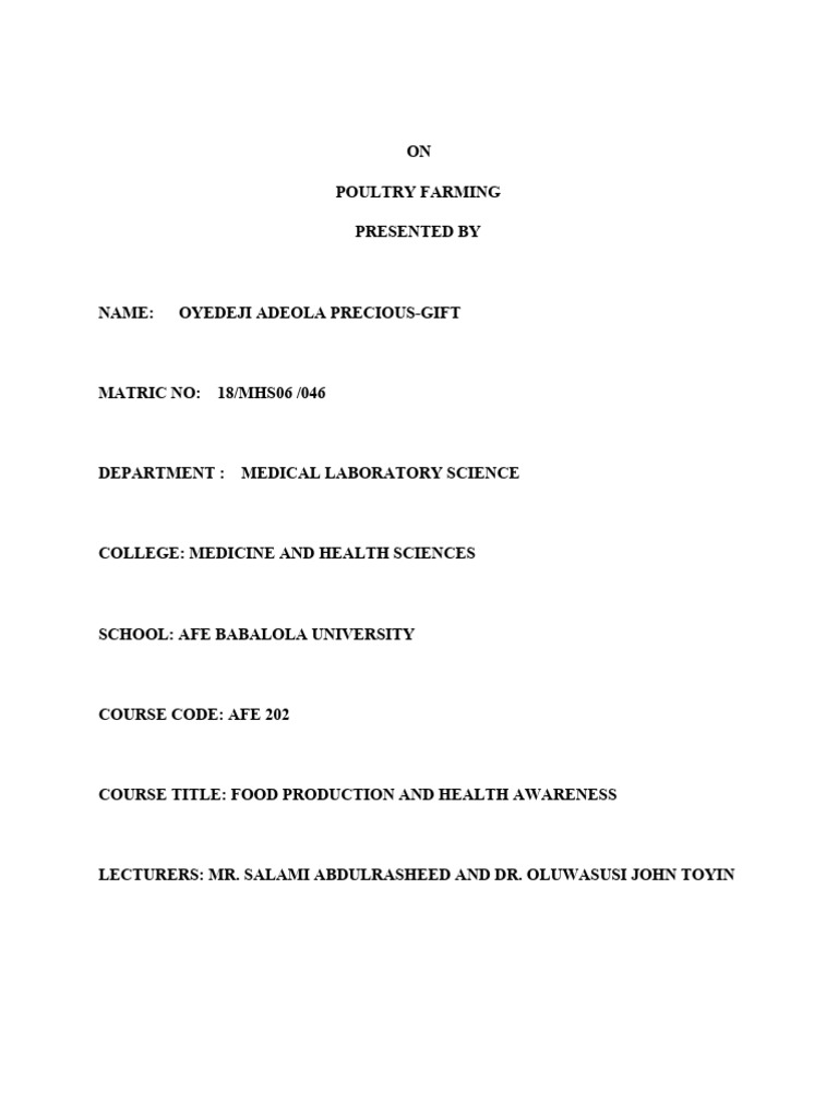 Poultry Plan | PDF