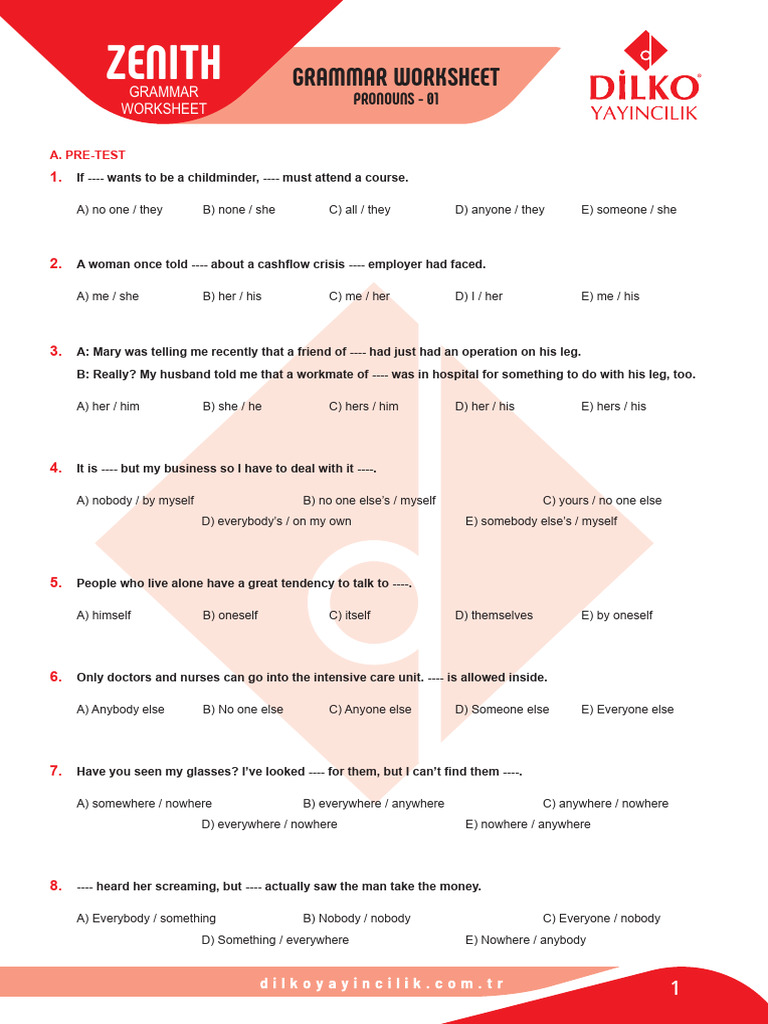 Grammar Worksheet 1 | PDF