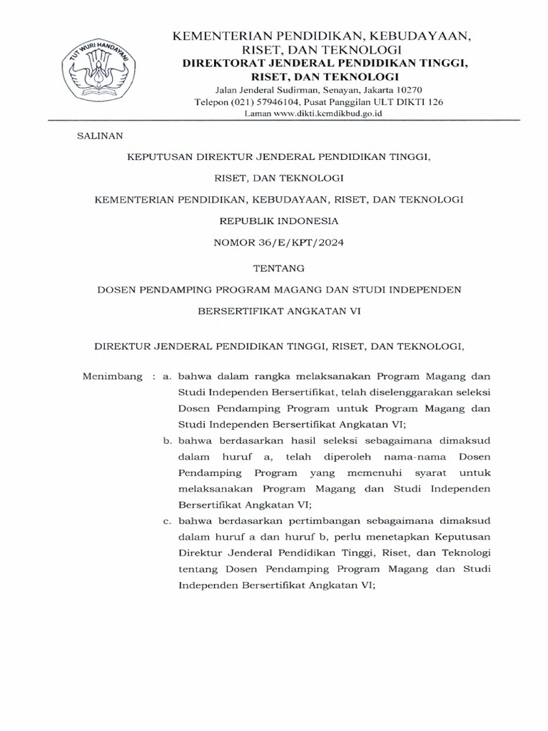 Salinan SK DPP Msib Angkatan 6 Signed | PDF