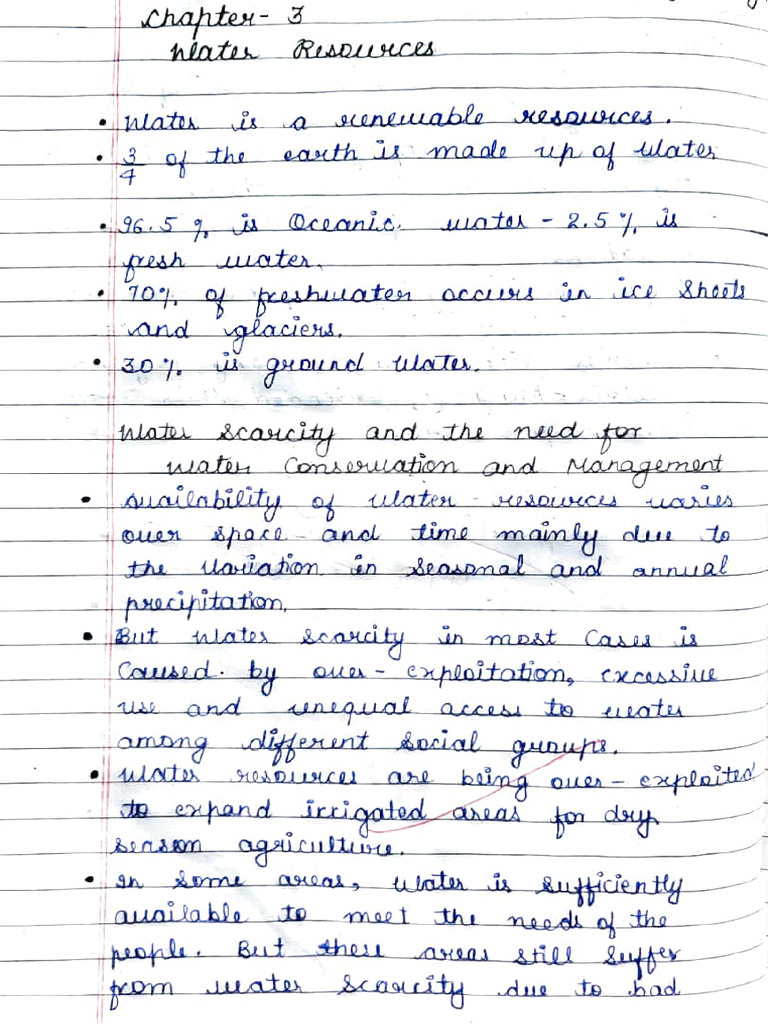 CH - 3 Water Resources (Geography) Class 10th Notes | PDF