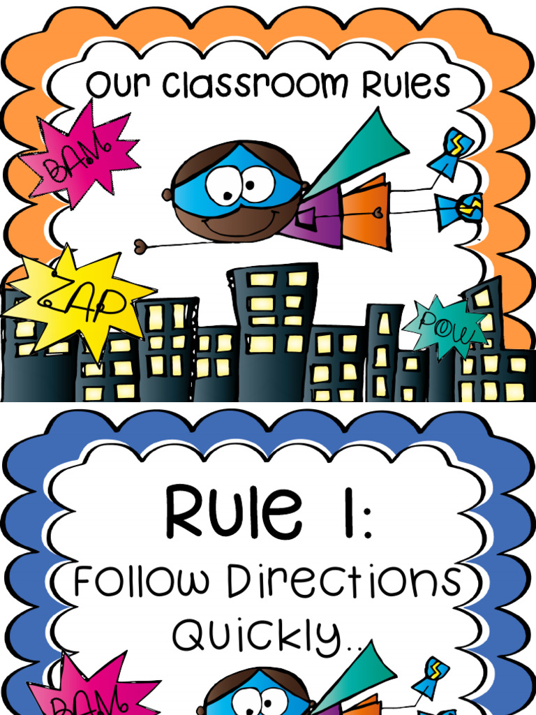 Super Hero Whole Brain Classroom Rules FREE | PDF
