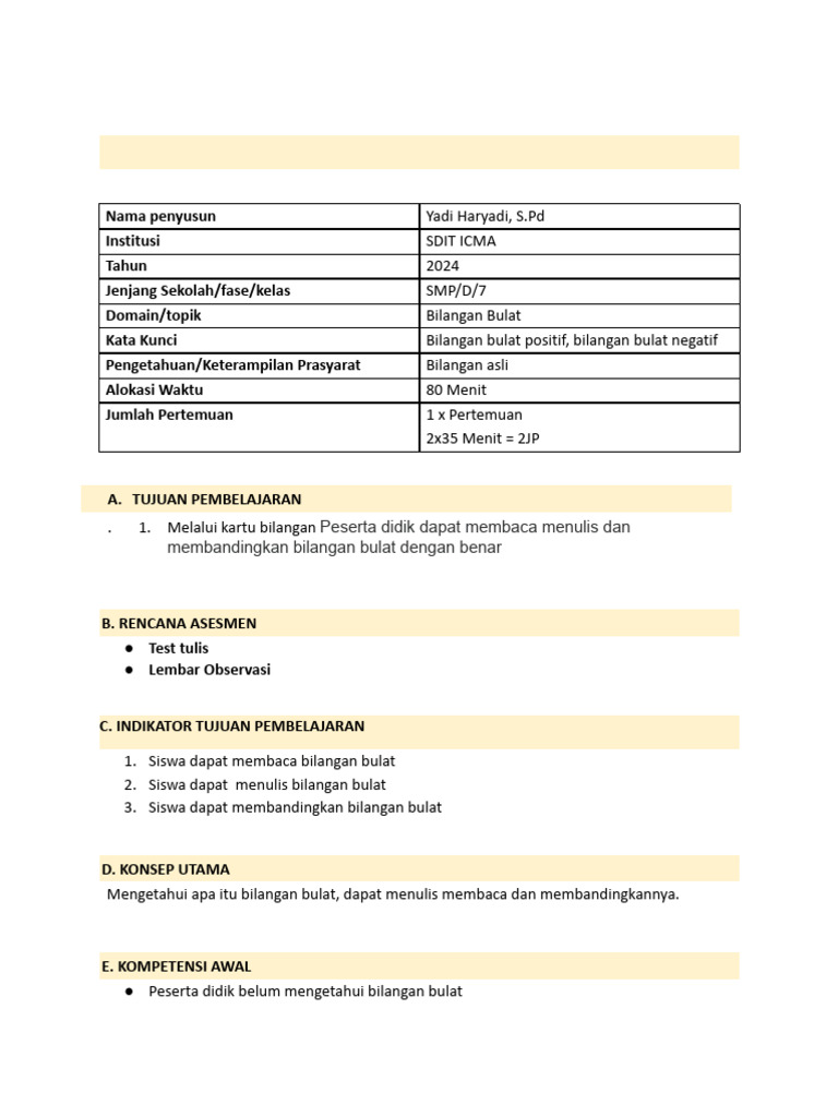 Modul Ajar SMP Math Kelas 7 | PDF