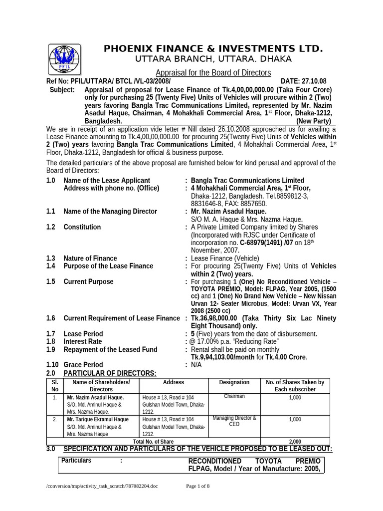 Appraisal-Bangla Trac Communication Ltd. | PDF | Debits And Credits ...