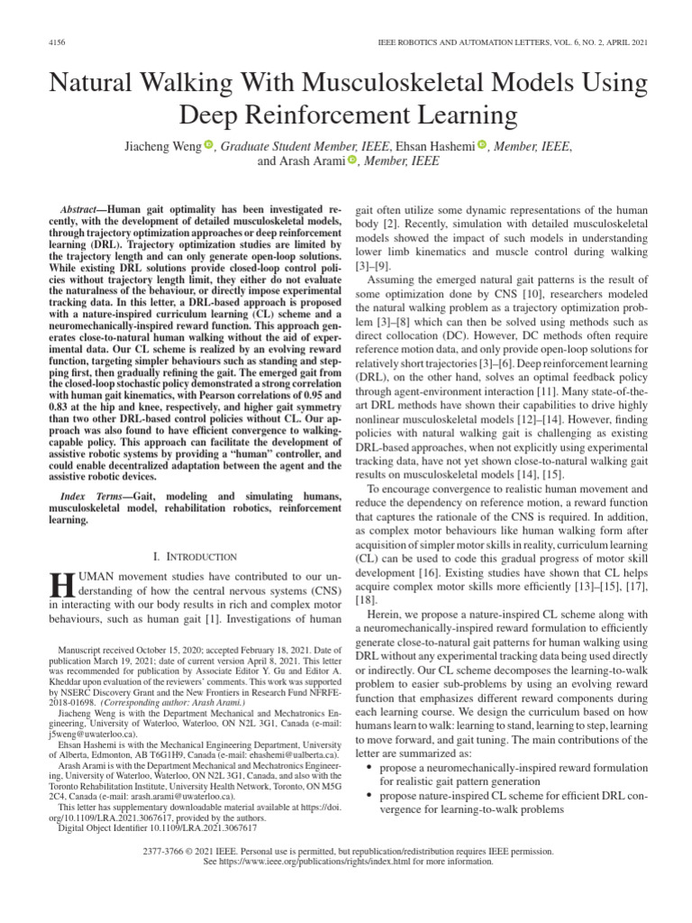 Natural Walking With Musculoskeletal Models Using Deep Reinforcement ...