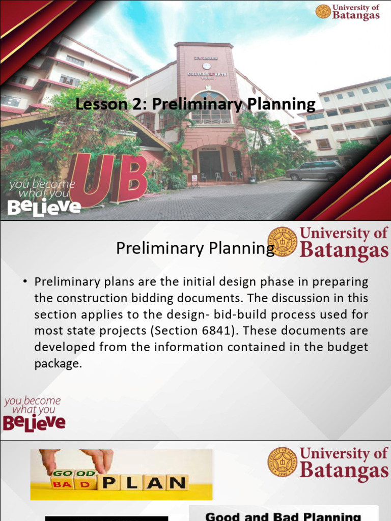 Lesson 2 Preliminary Planning | PDF