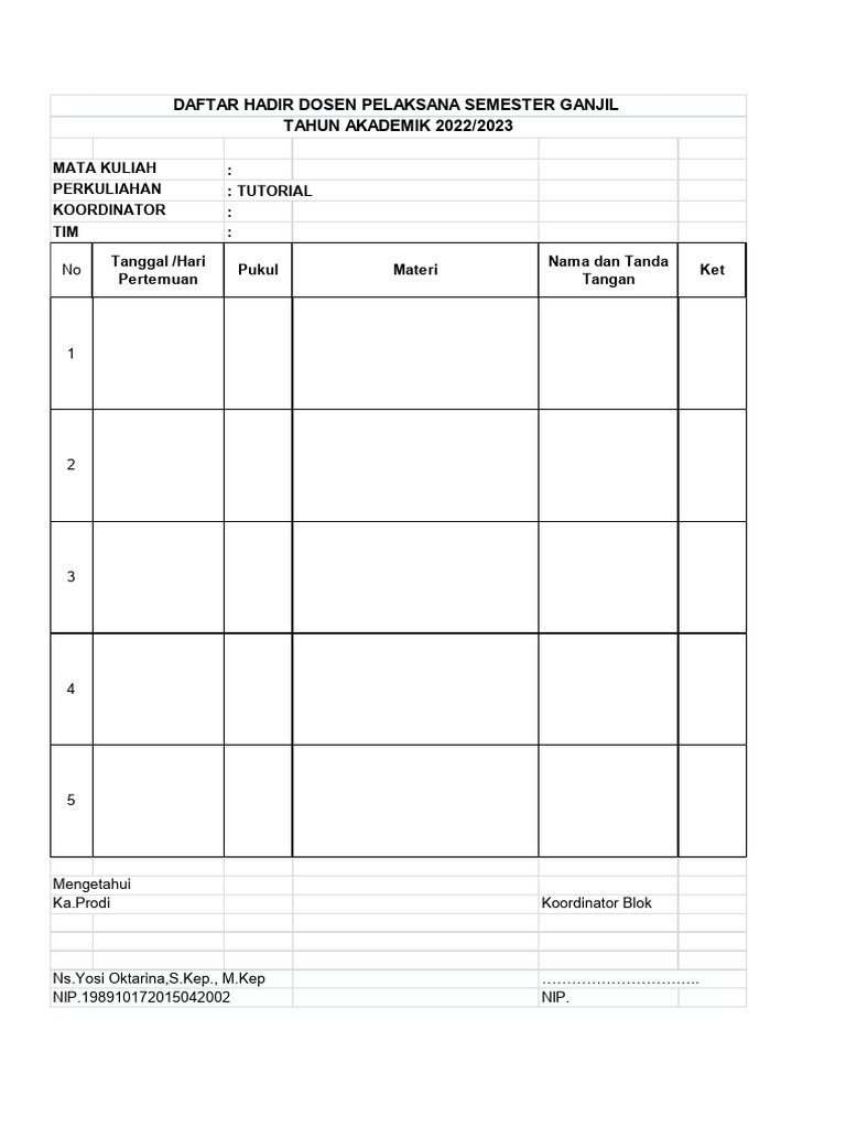 Absen Dosen Tutor | PDF