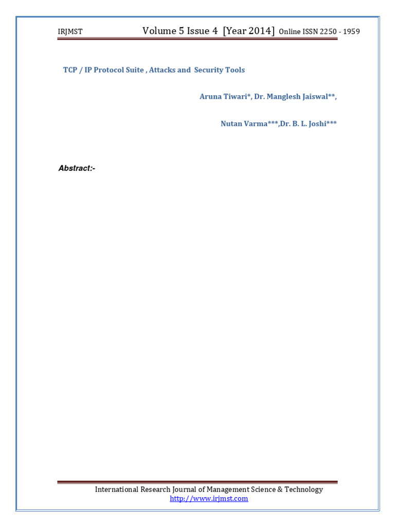 TCP IP Protocol Suite Attacks and Securi | PDF | Transmission Control ...