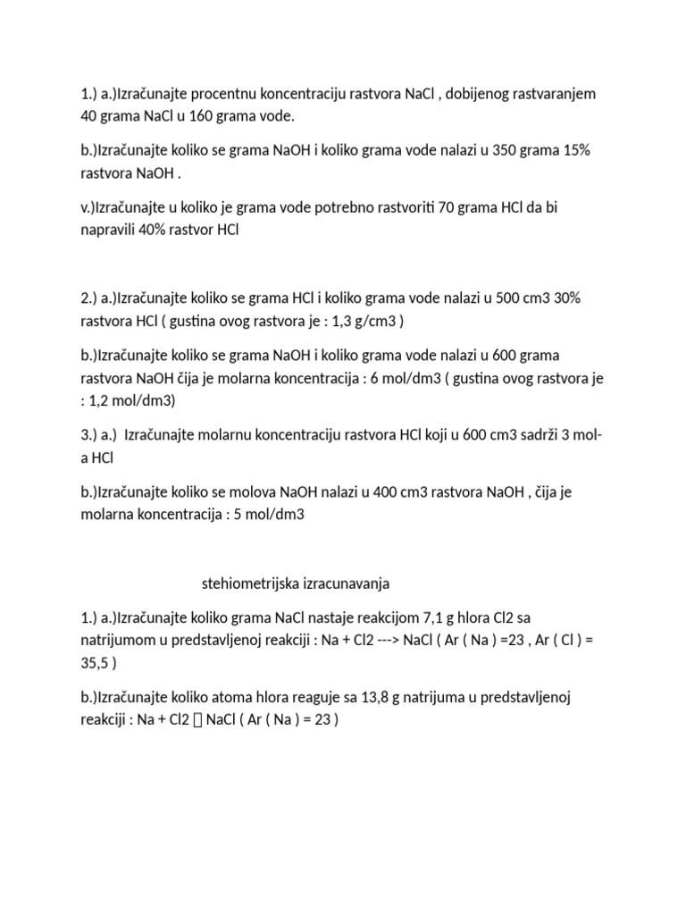 Hemija Zadatci | PDF