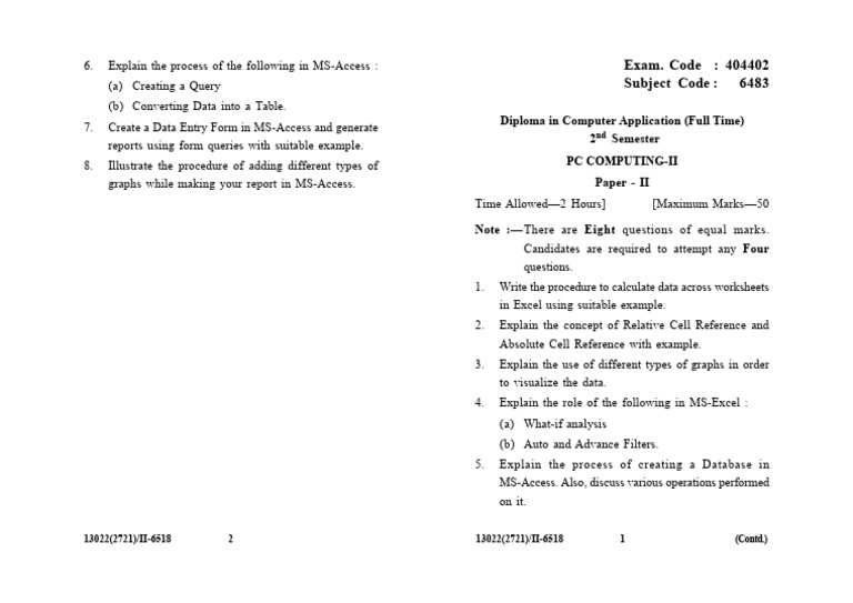 PCC Dca 2nd Sem 2021 | PDF