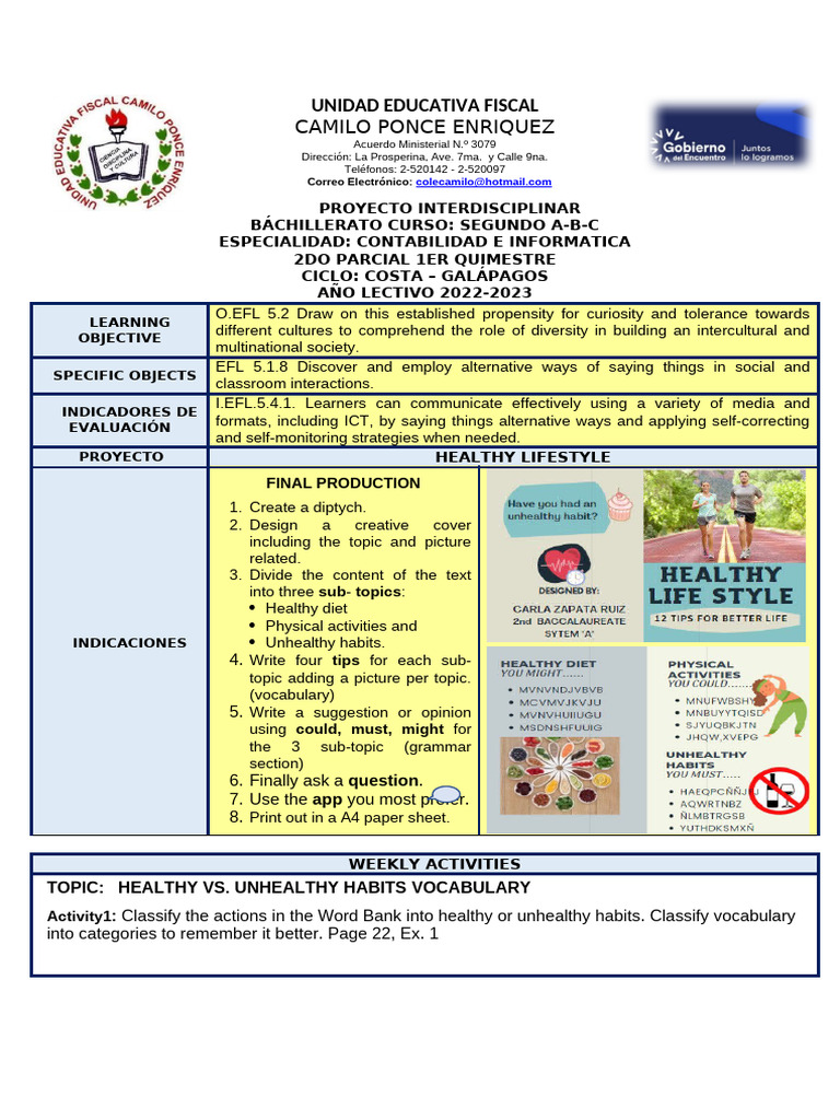 English Proyect Ii P - 1Q | PDF