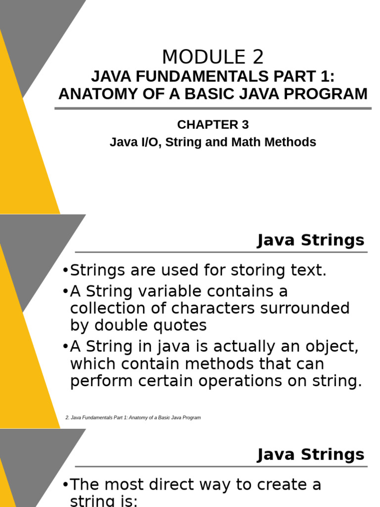 Module 2 - Ch3 - Java IO, String and Math Methods | PDF
