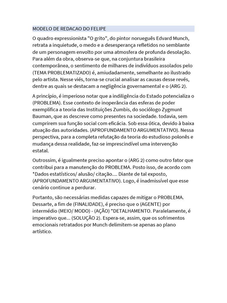 Modelo de Redacao Do Felipe | PDF