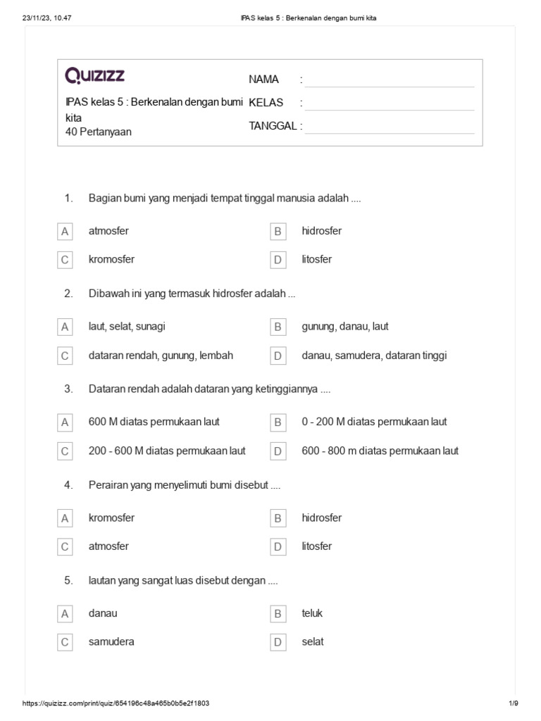 IPAS Kelas 5 - Berkenalan Dengan Bumi Kita | PDF IPAS Kelas 5 - Berkenalan Dengan Bumi Kita | PDF
