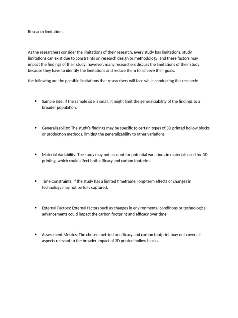 Limitations of The Study | PDF