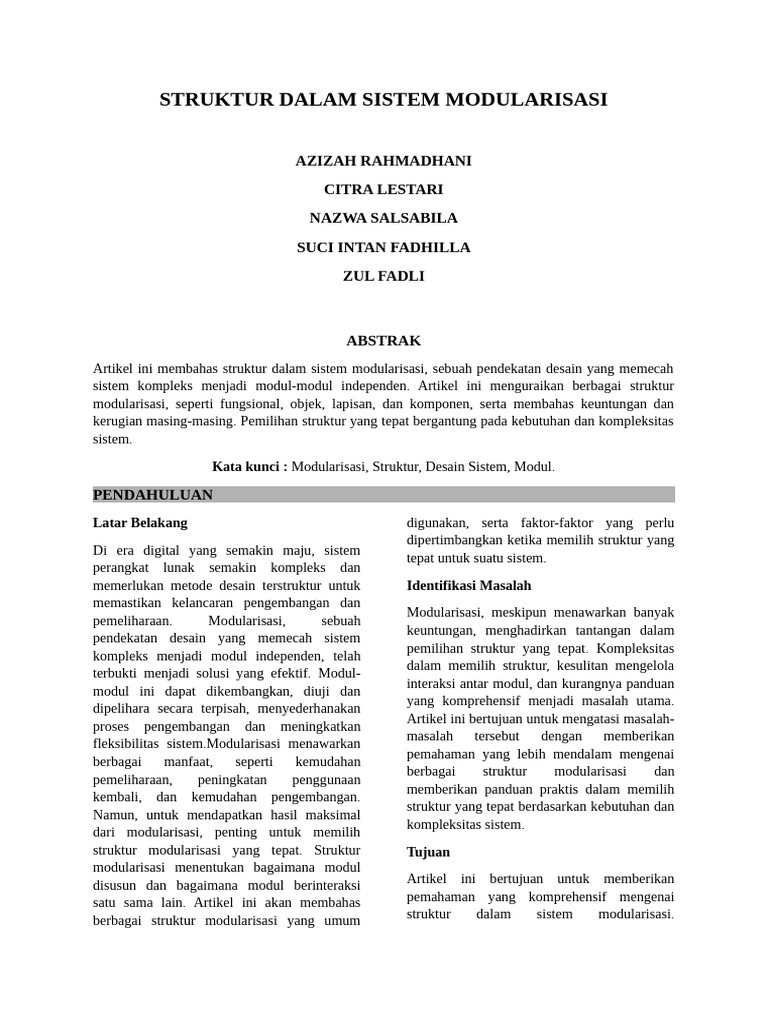 Struktur Dalam Sistem Modularisasi | PDF