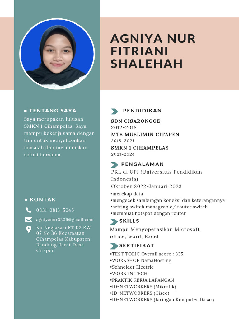 CV Agniya Nur Fitriani Shalehah | PDF