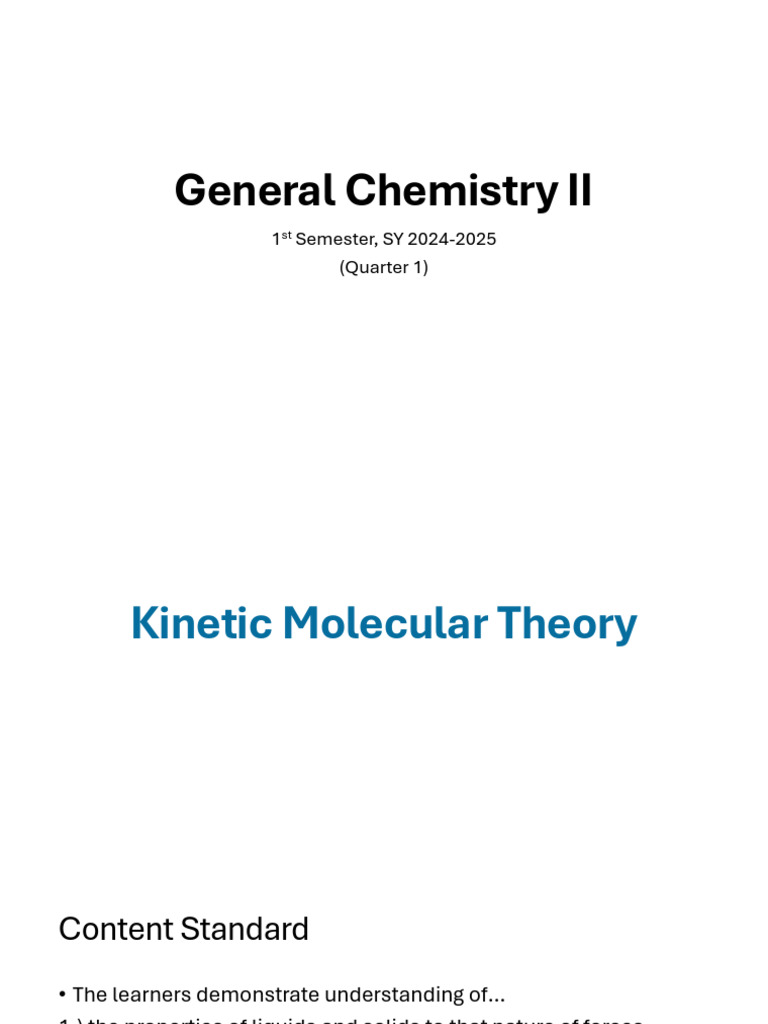Lesson 1 To 3 - Kinetic Molecular Theory and IMF | PDF
