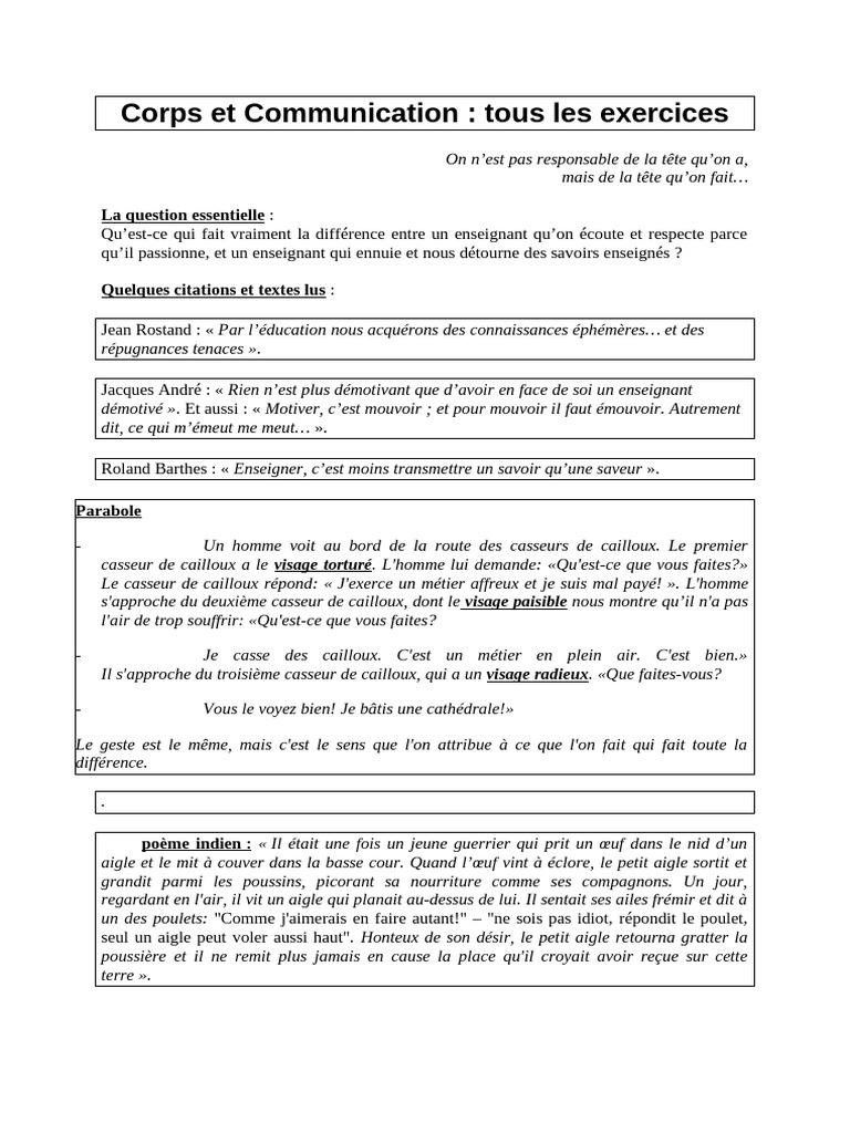 Exo Expression Corps Et Comm | PDF