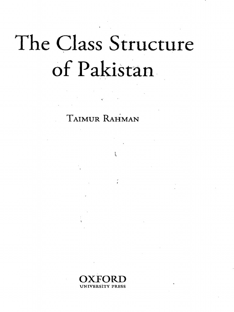 The Class Structure of Pakistan | PDF