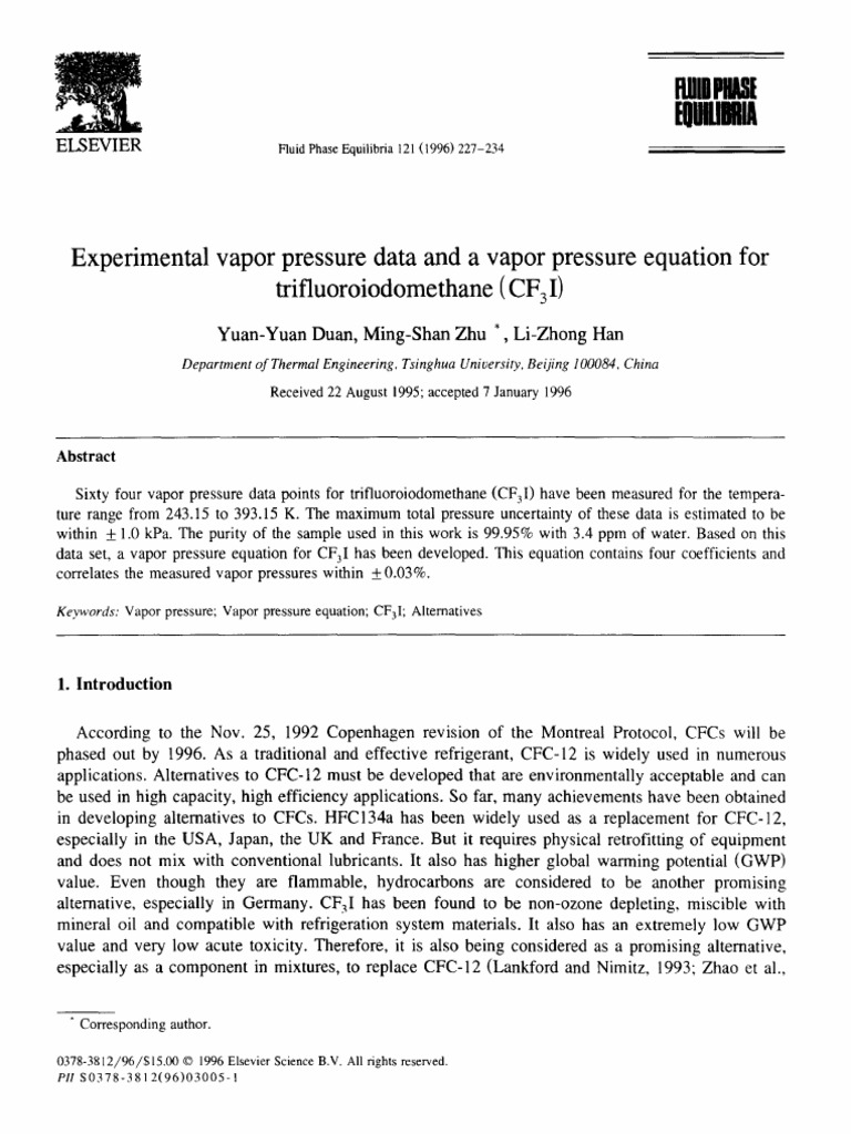 Duan 1996 Experimental Vapor Pressure Data and A Vapor Pressure ...